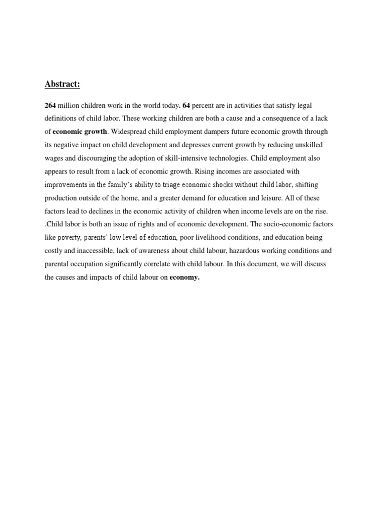 Abstract:: 264 Million Children Work in The World Today. 64 Percent Are ...