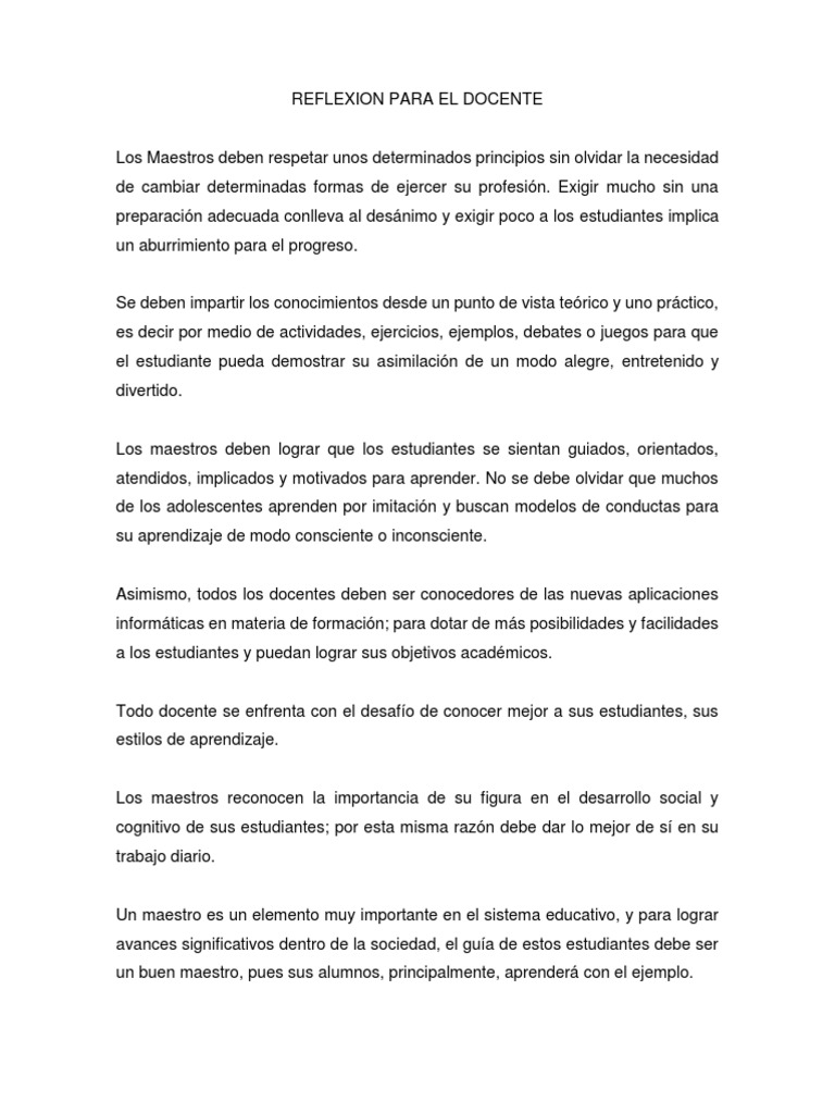 Reflexion Para El Docente