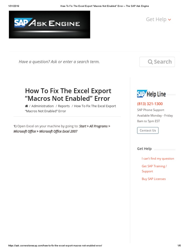 How To Fix The Excel Export "Macros Not Enabled" Error - The SAP Ask ...