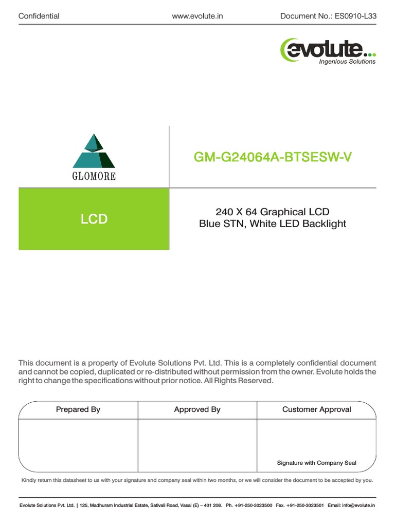 Datasheet for 240x64 Graphical LCD Module with Blue STN Display and White LED Backlight | PDF ...