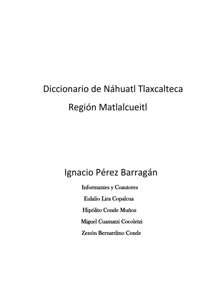Diccionario de Náhuatl Tlaxcalteca | PDF | Náhuatl | Dialecto