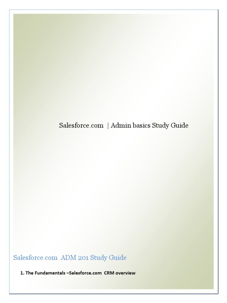 SFDC Admin Basics Study Guide | PDF | Salesforce.Com | Software As A ...