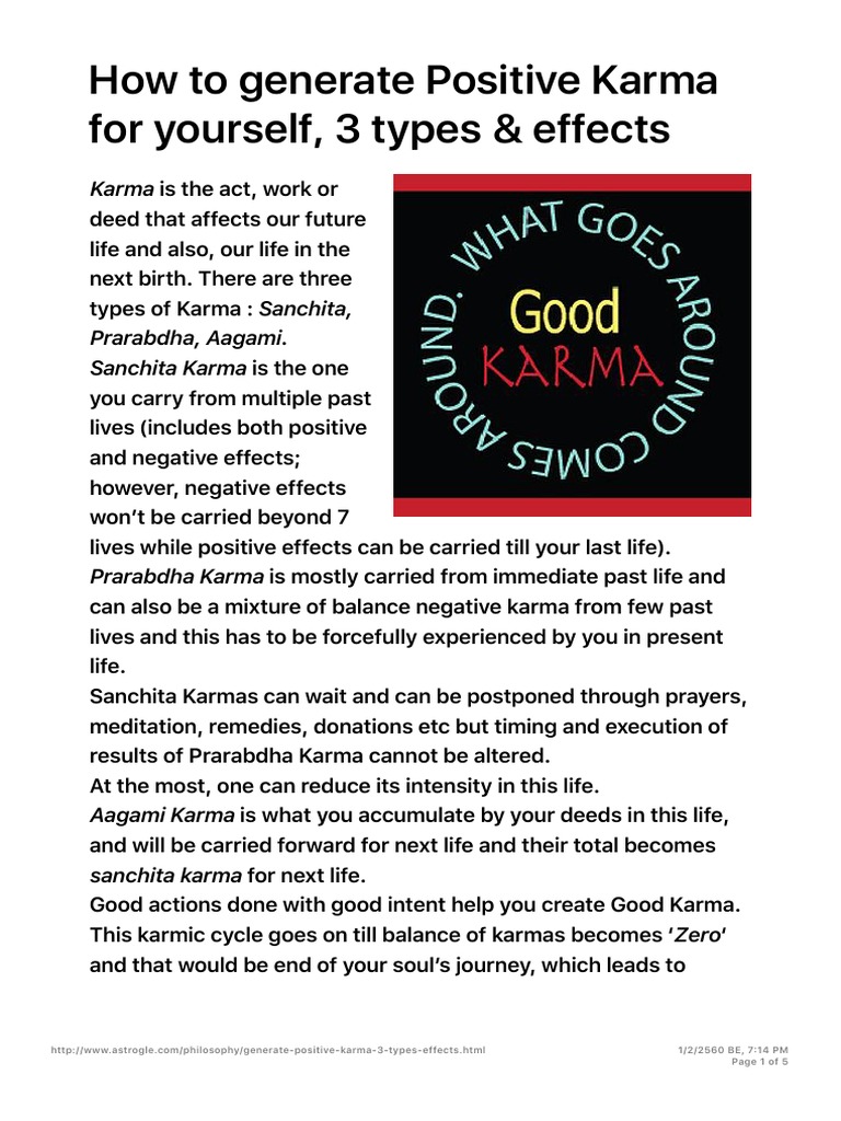 Generating Positive Karma: Types & Tips | PDF | Karma | Moksha
