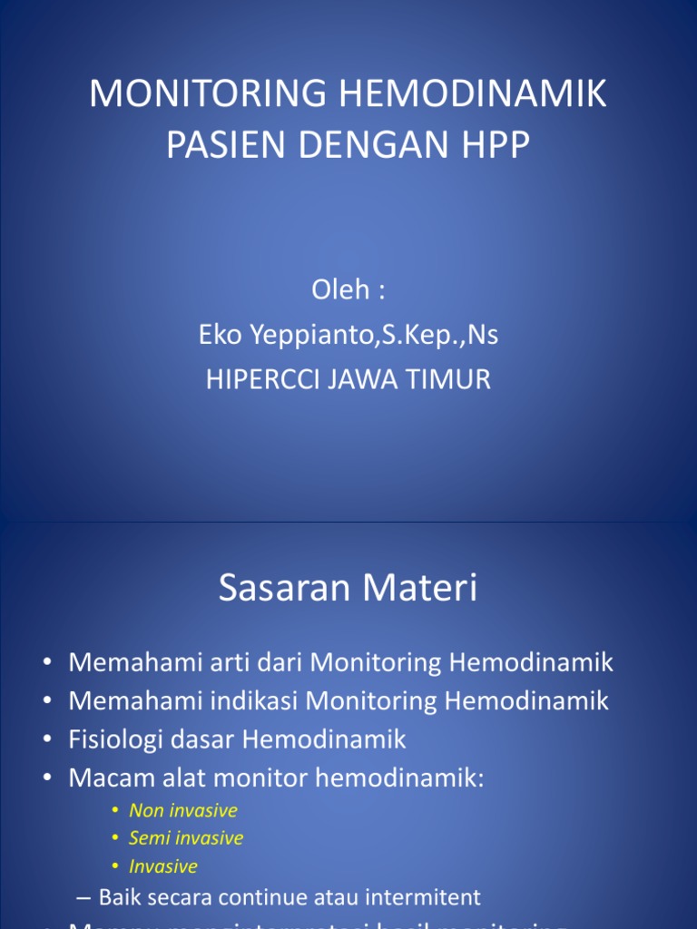 Monitoring Hemodinamik HPP-Eko Y | PDF
