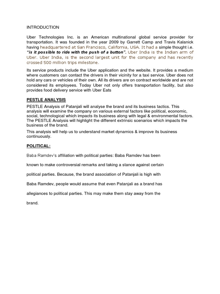 Uber Pestel Analysis | PDF | Transport | Business