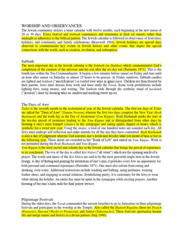 Worship and Observances | PDF | Jewish Holidays | High Holy Days