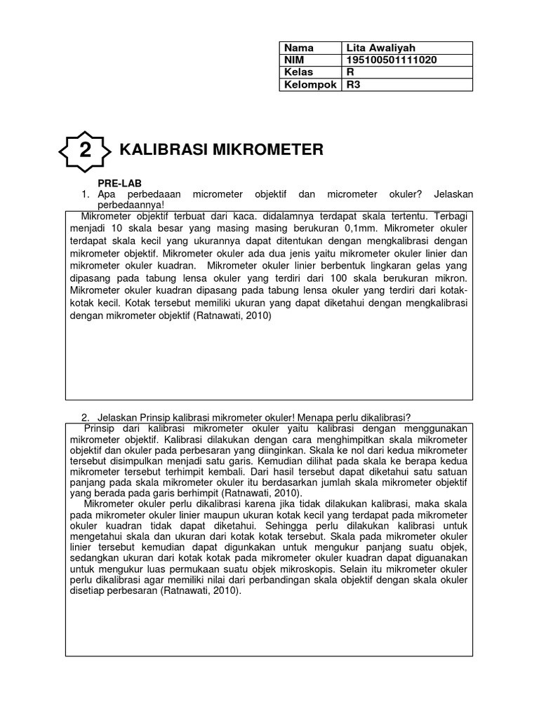 TM Kalibrasi Mikrometer | PDF