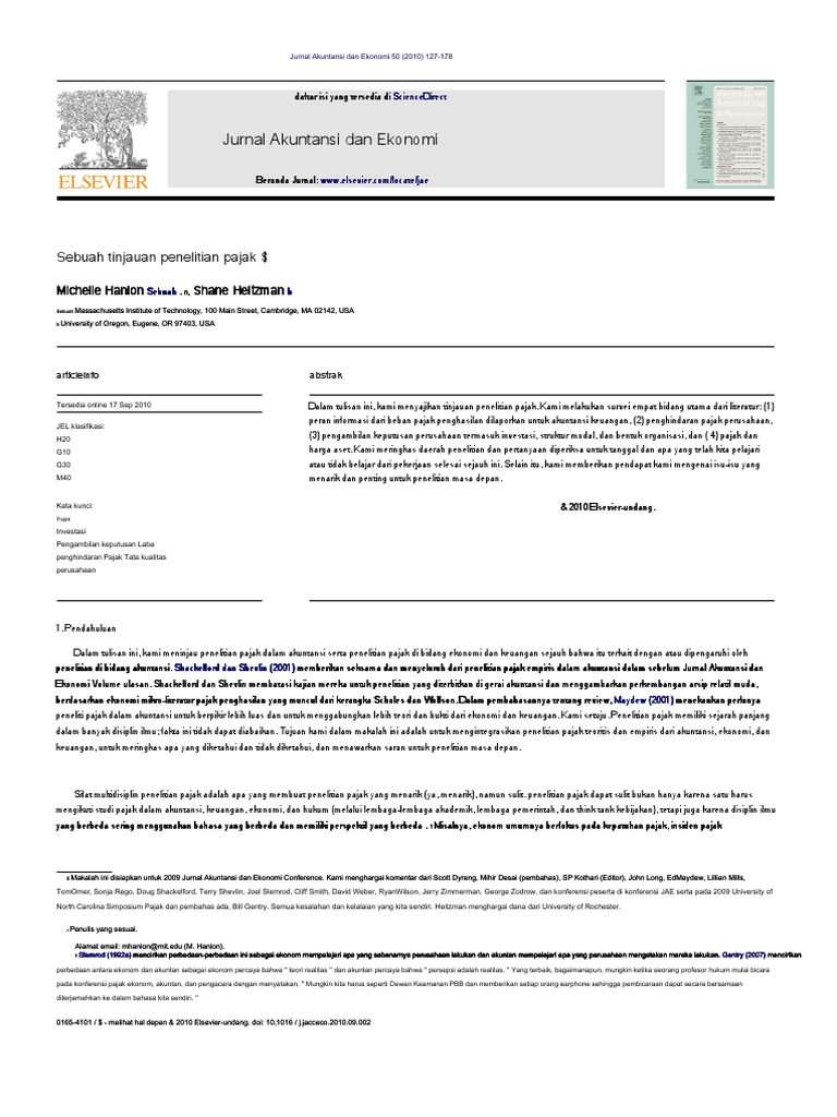 A Review of Tax Research - Michelle Hanlon - Shane Heitzman .En - Id ...