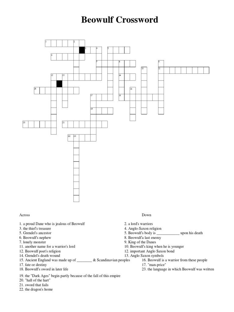 12 Beowulf Crossword | PDF