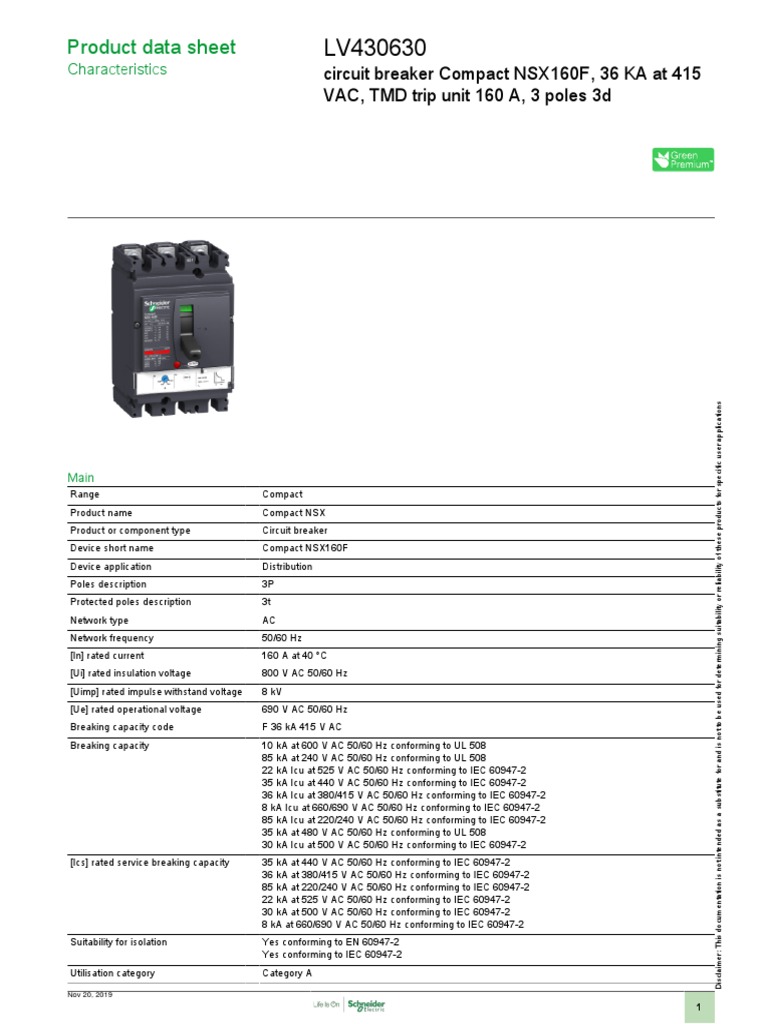 Compact NSX Lv430630 | PDF | Alternating Current | Electrical Equipment