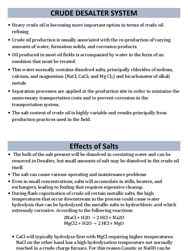 Desalter Theory | PDF | Petroleum | Hydrochloric Acid