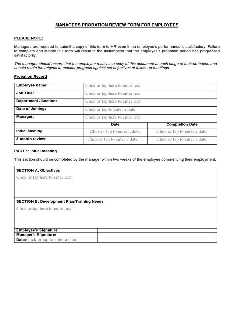 One month review new employee performance