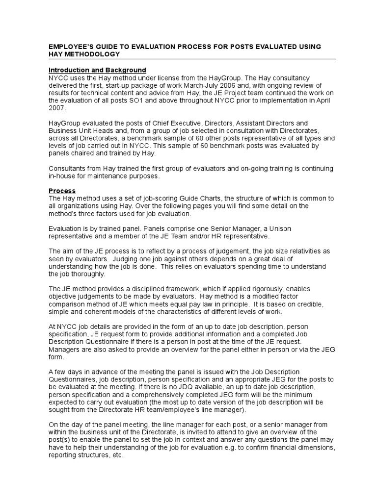 Hay Job Evaluation Methodology | PDF | Thought | Evaluation