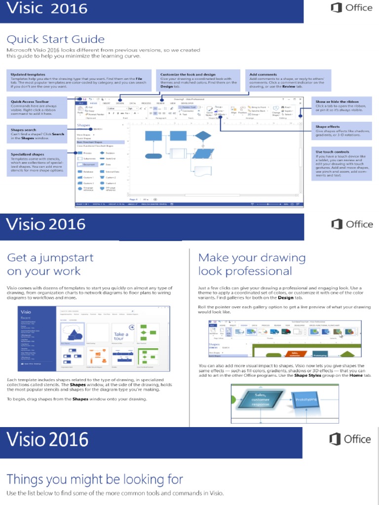 Quick Start Guide Visio 2016 PDF | PDF