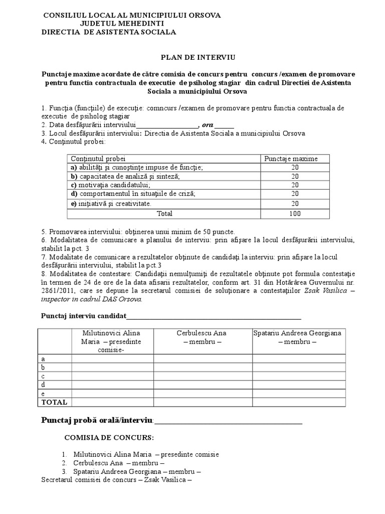 Model Plan Interviu | PDF