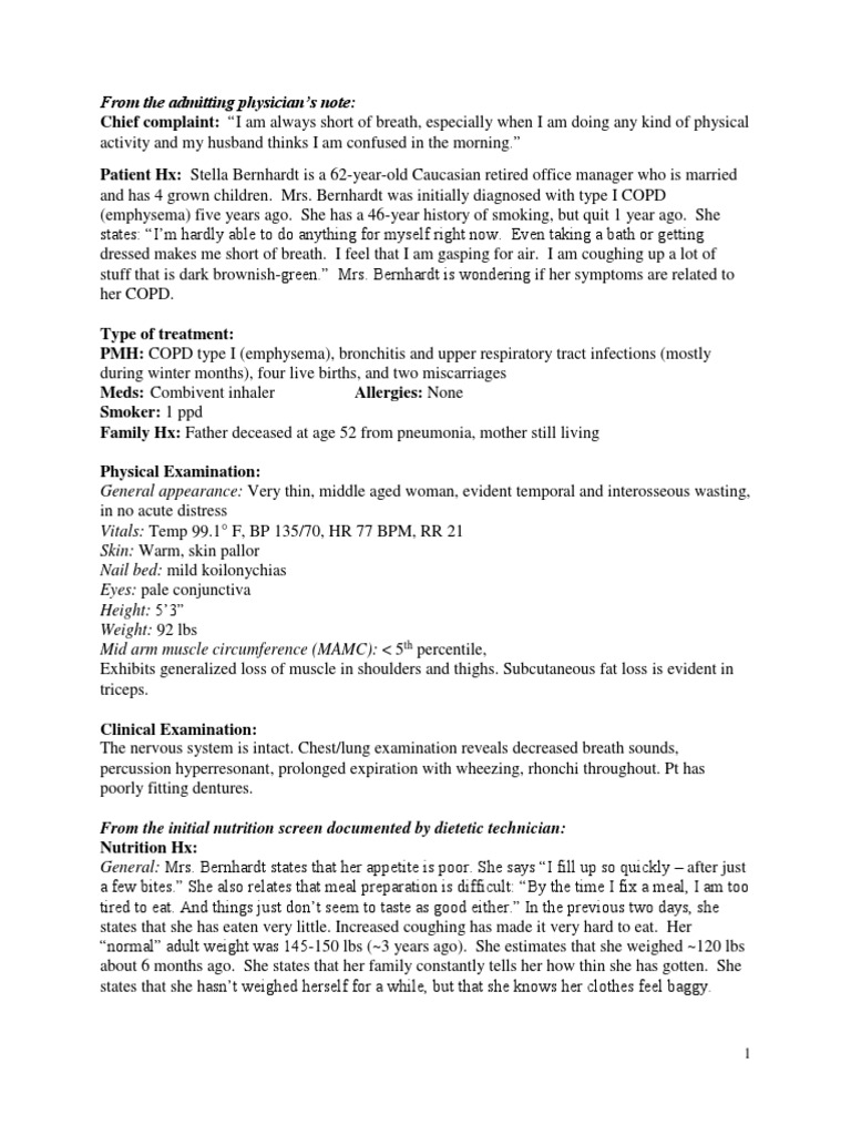 COPD Case Study 1 | PDF | Medical Diagnosis | Chronic Obstructive Pulmonary Disease