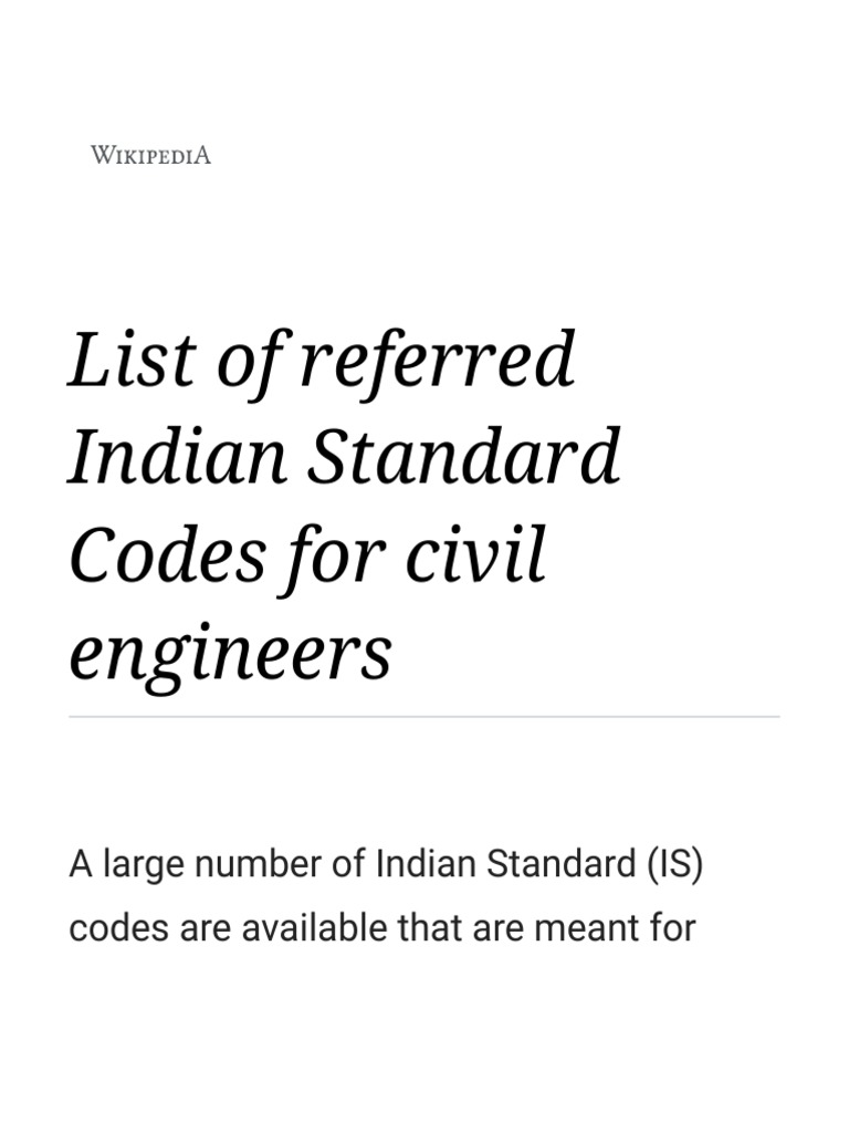 List of Is Code For Civil Works | PDF | Concrete | Mortar (Masonry)