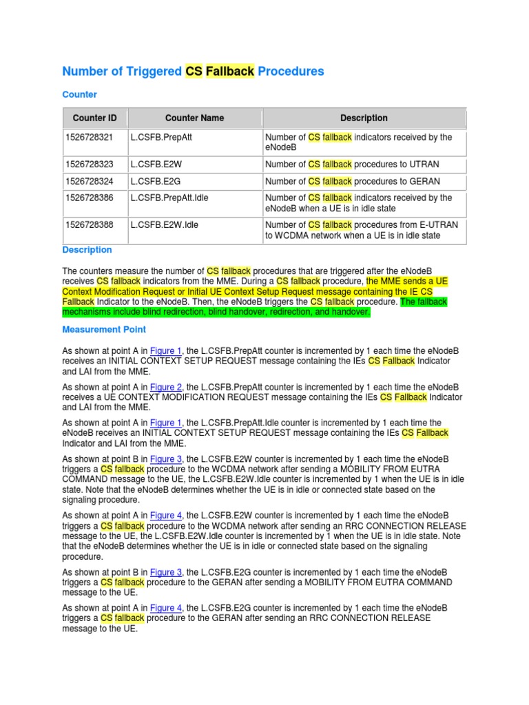 Number of Triggered Procedures: CS Fallback | PDF | Mobile Technology ...
