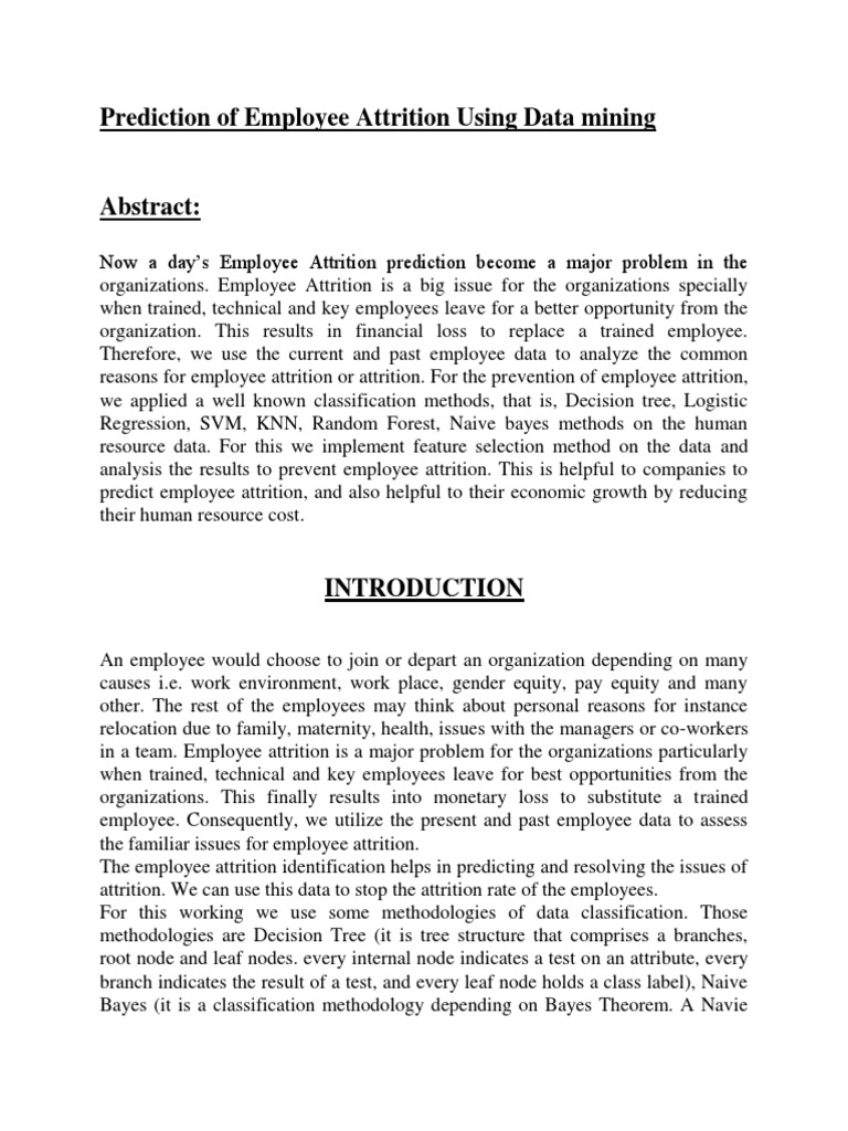 Predicting and Preventing Employee Attrition Through Data Mining and Machine Learning ...