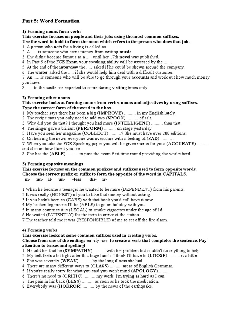 4 Fce Words Practice | PDF | Verb | English Language