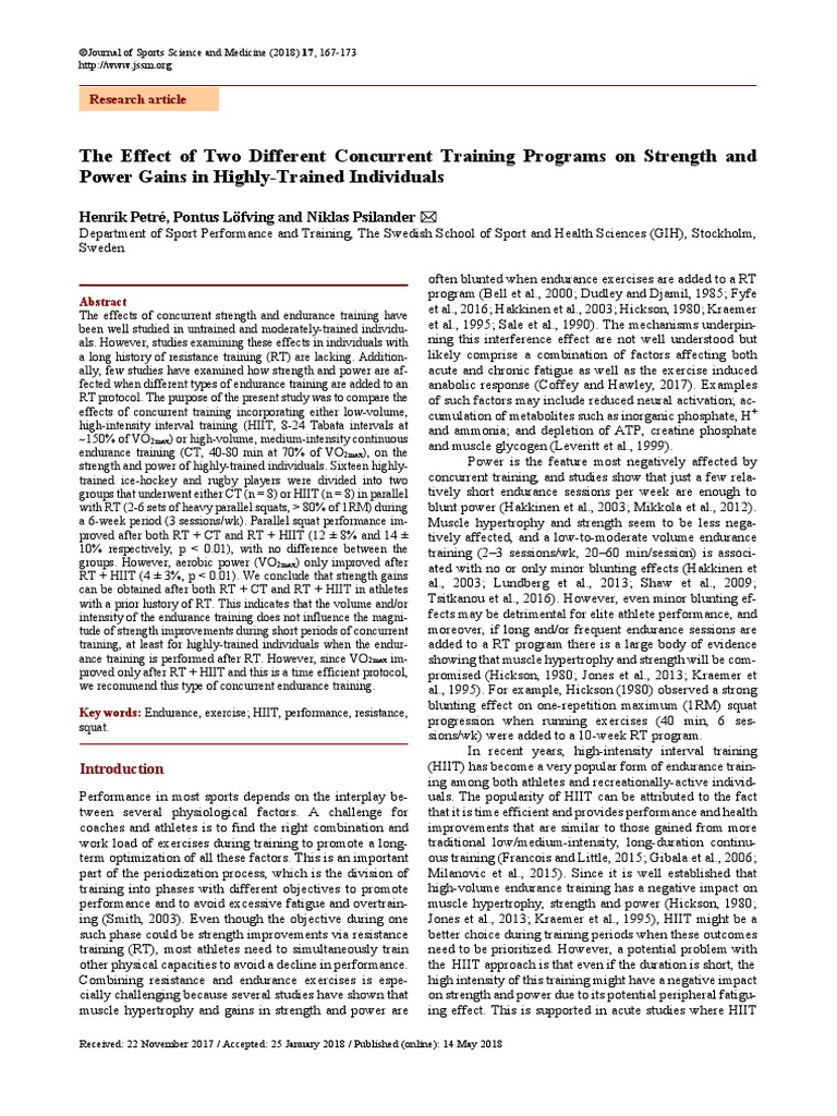The Effect of Two Different Concurrent Training Programs On Strength ...
