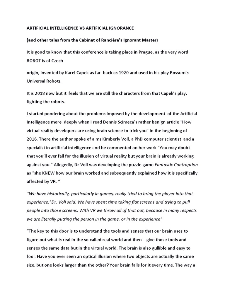 Artificial Intelligence Vs Artificial Ignorance (And Other Tales From ...