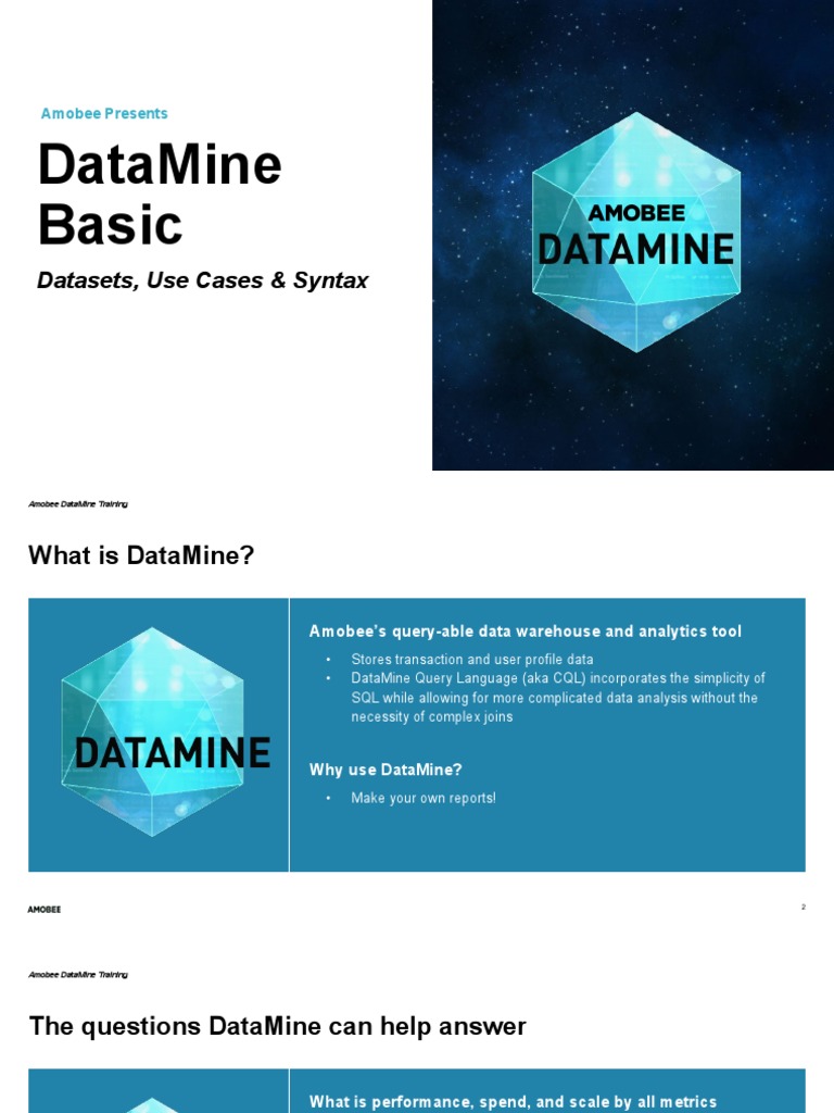 Basic Datamine: Datasets, Use Cases & Syntax | PDF | Sql | Relational Model