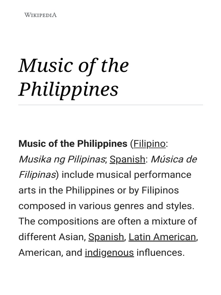 Music of The Philippines: Musika NG Pilipinas Música de Filipinas | PDF ...