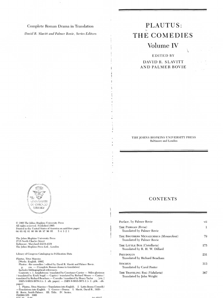 Pseudolus by Plautus | PDF