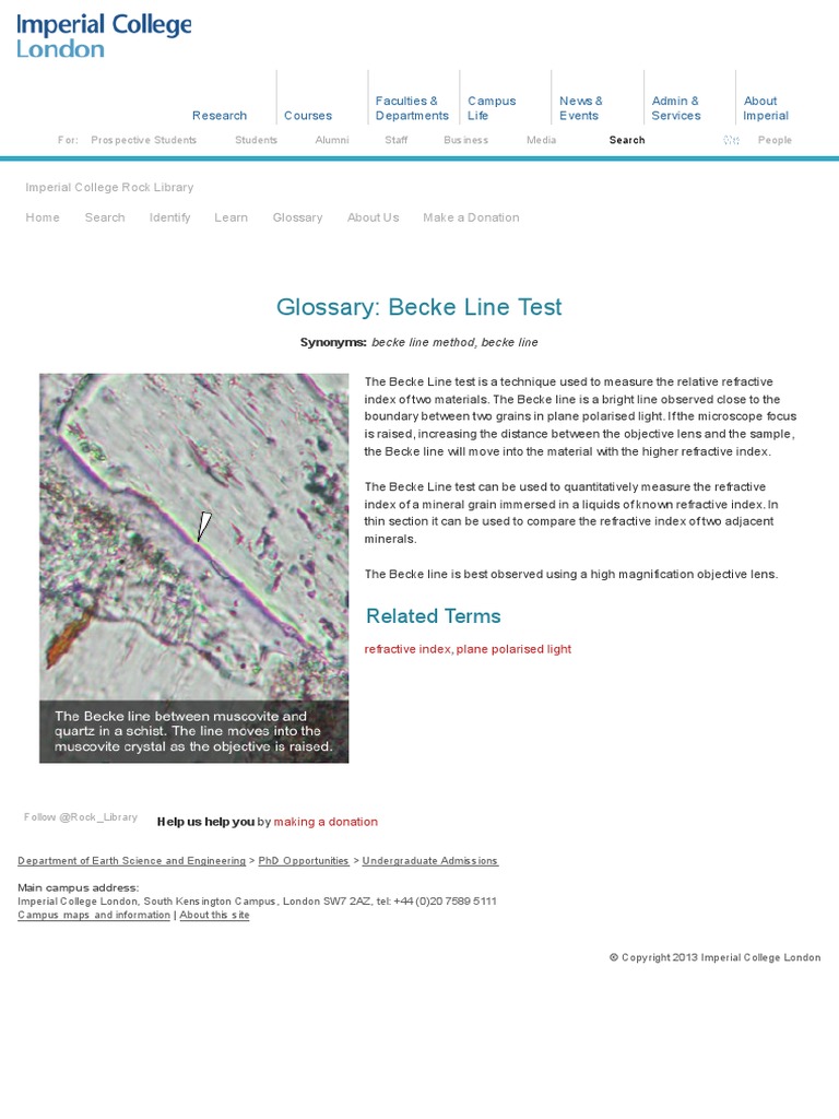 Becke Line Test | PDF | Refraction | Refractive Index