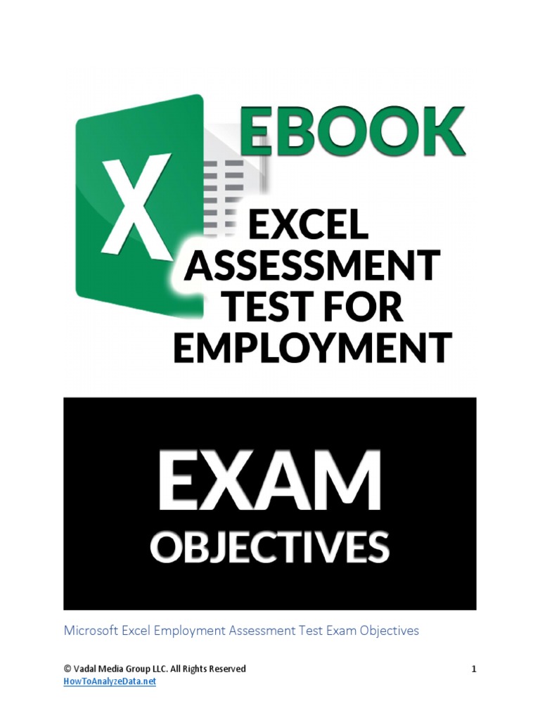 Excel Assessment Test Objectives | PDF | Microsoft Excel | Spreadsheet