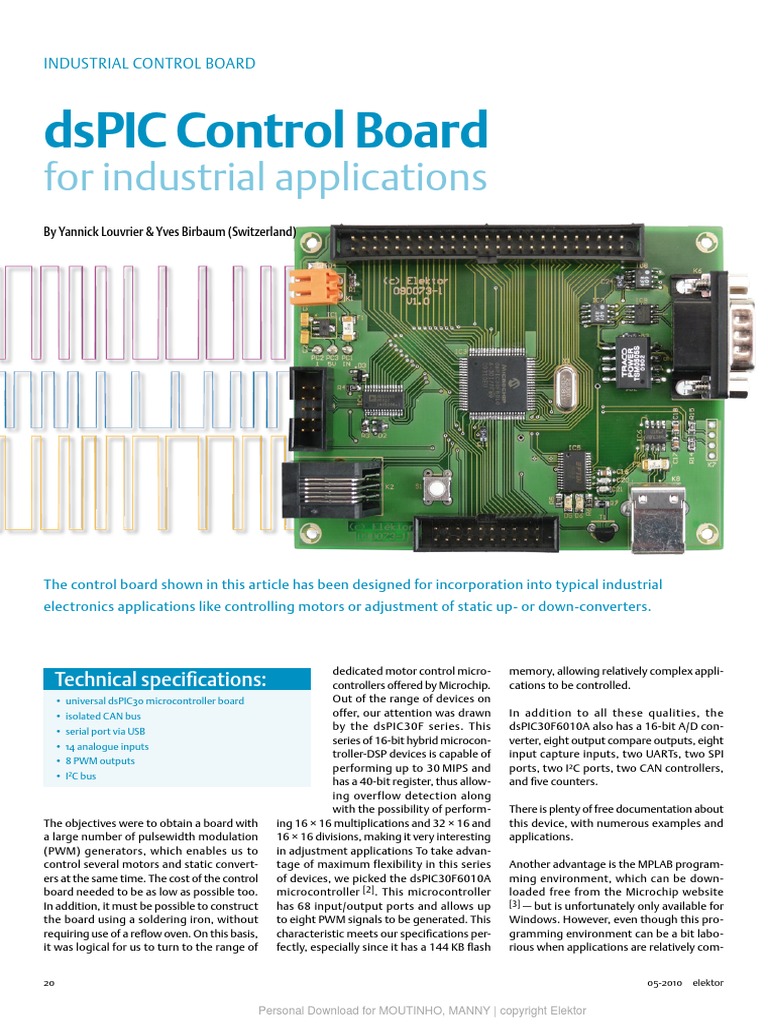 Dspic Control Board: For Industrial Applications | PDF | Microcontroller | Electronics