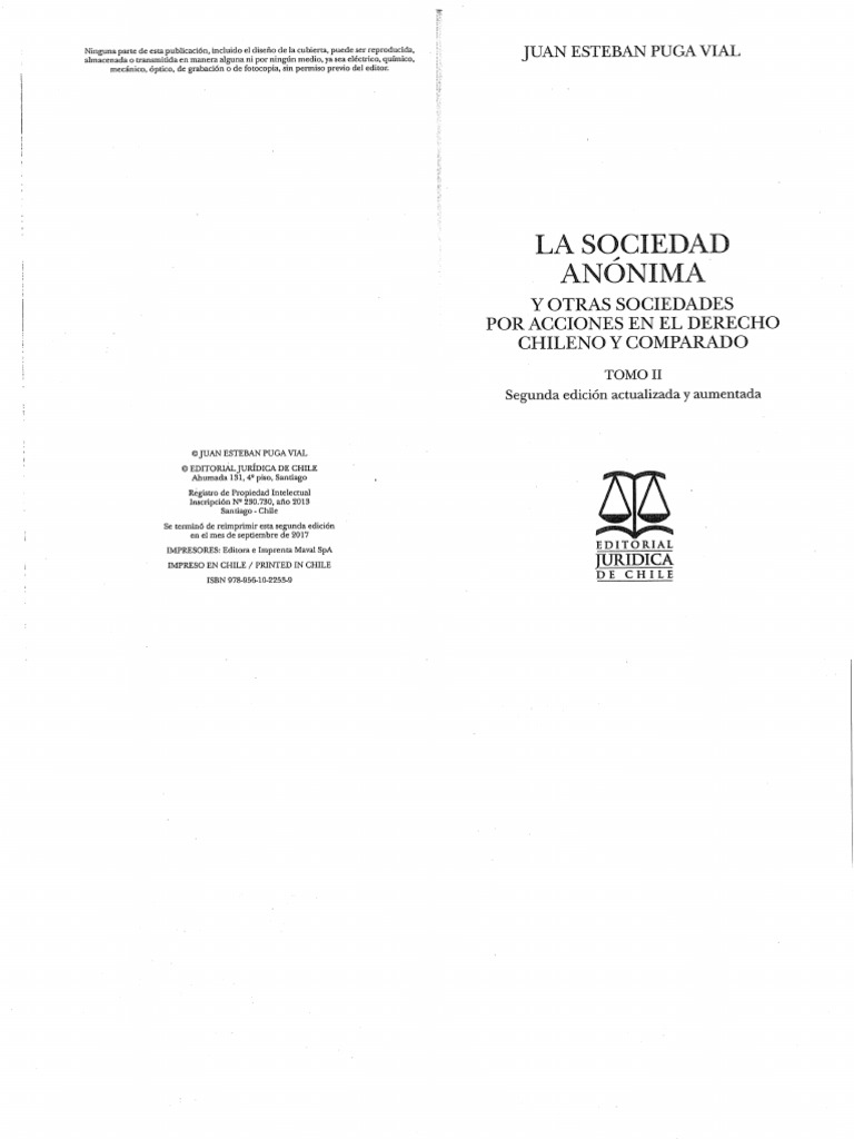 PUGA VIAL, JUAN ESTEBAN. La Sociedad Anã Nima, Editorial JurÃ Dica, 2Â°EdiciÃ N, pp.417-503 (LNC ...