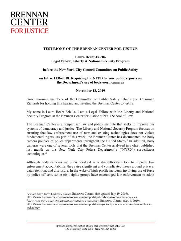 NYC Council Testimony - Laura Hecht-Felella - 11.18.19 | PDF ...