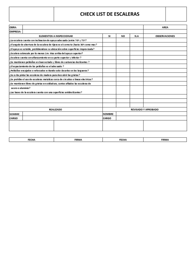 Check List de Escaleras | PDF