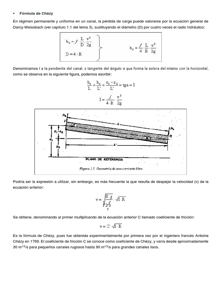 Fórmula de Chézy | PDF