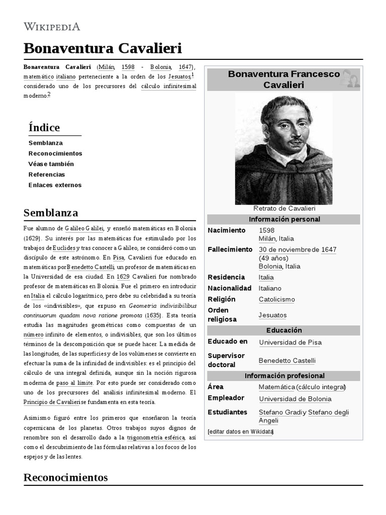 Bonaventura Cavalieri | PDF | Enseñanza de matemática | Science