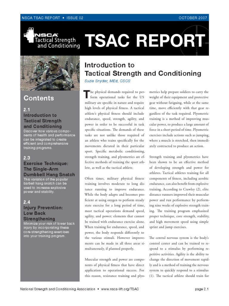 Tsac Report: Introduction To Tactical Strength and Conditioning | PDF ...