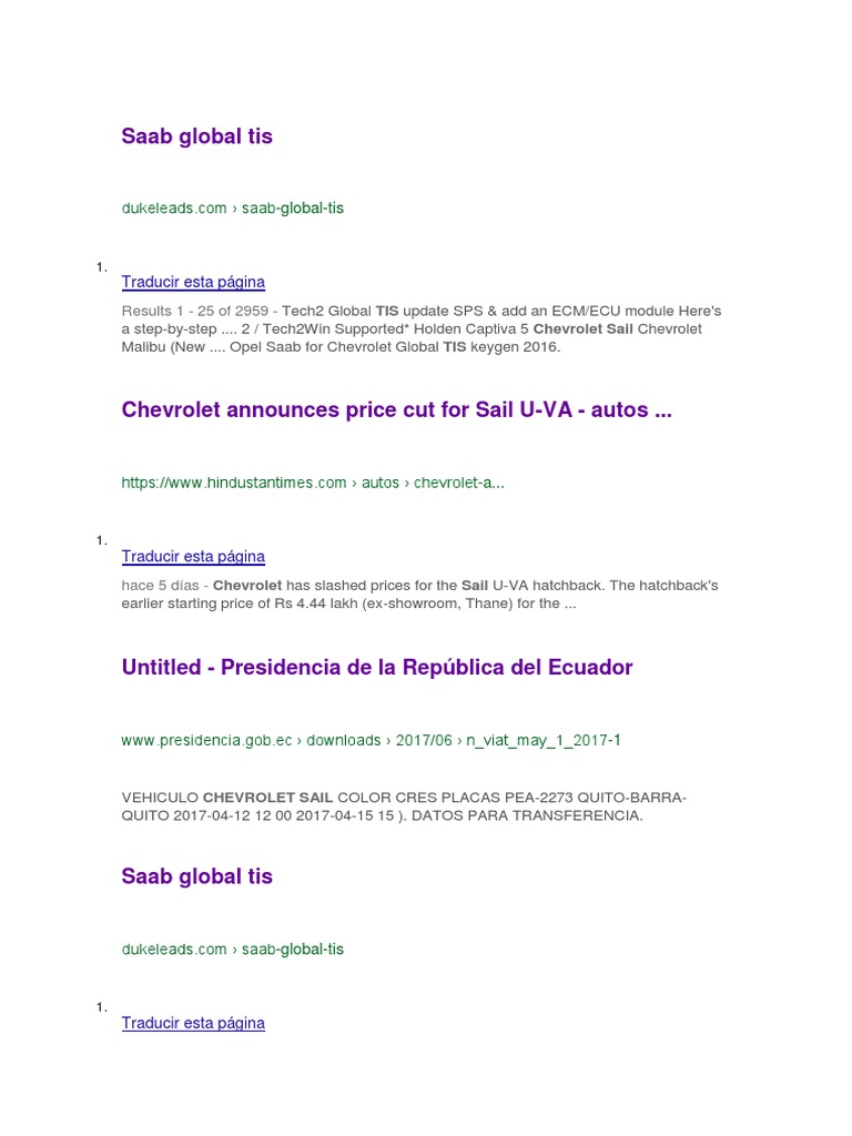 Saab Global Tis: Traducir Esta Página | PDF | Chevrolet | Industries