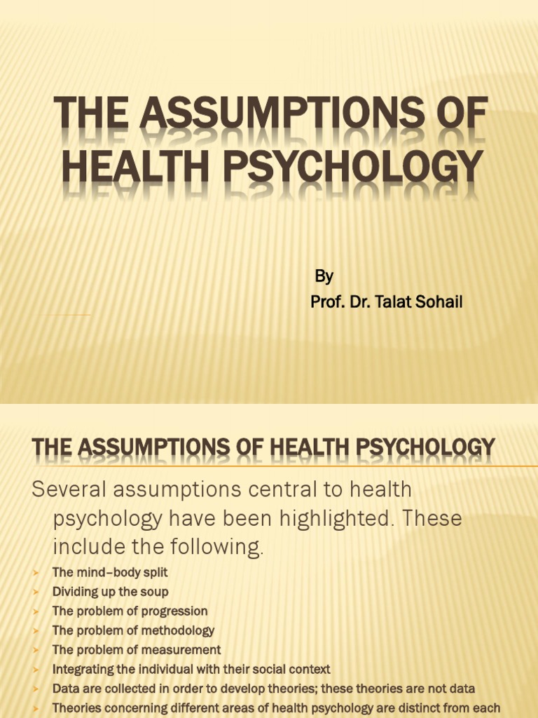 Key Assumptions in Health Psychology | PDF | Health Psychology | Psychology