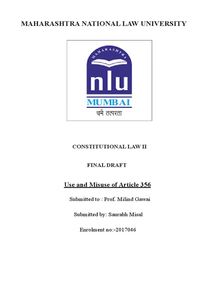 Article 356: Use and Misuse Analysis | PDF | Government Of India ...