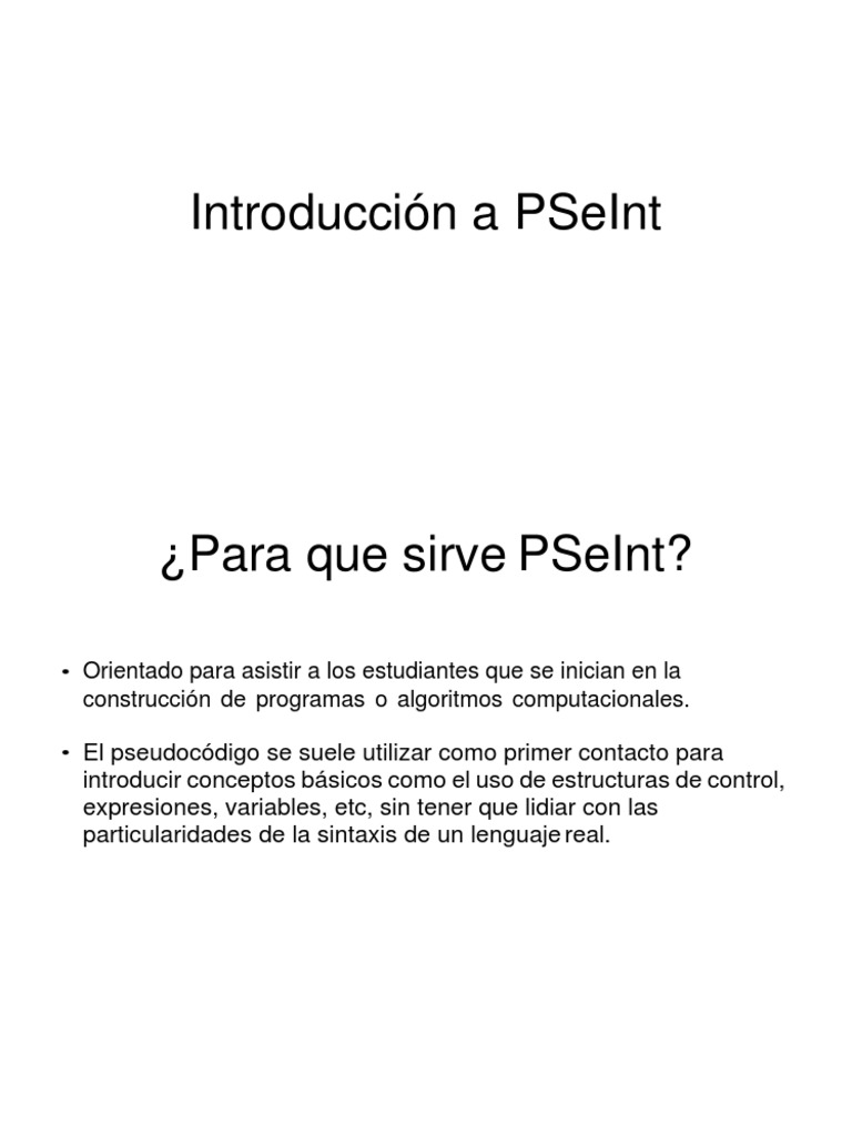 Presentacion PSe Int | Descargar gratis PDF | Algoritmos | Desarrollo de software