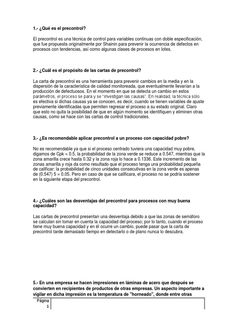 Pre Control | PDF | Probabilidad | Informática y tecnología de la ...