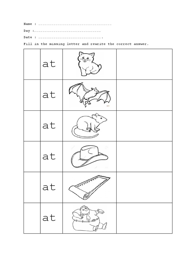 Blending at - Worksheet | PDF