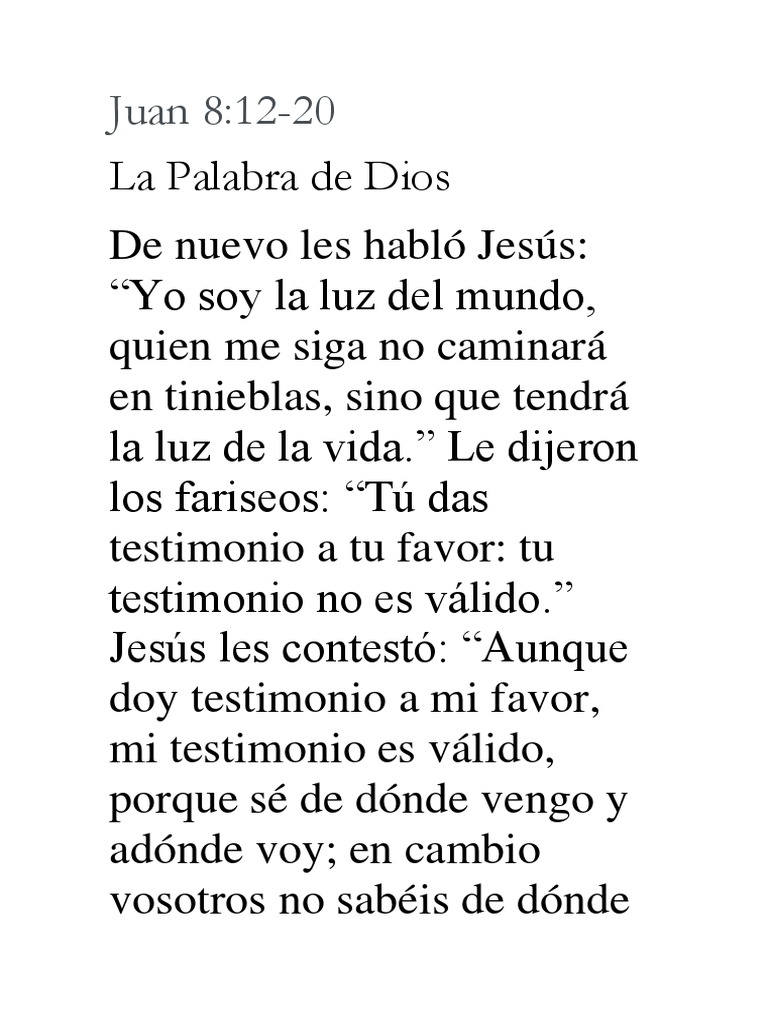 Juan 8 12 | PDF | Evangelio de juan | Creencia religiosa y doctrina