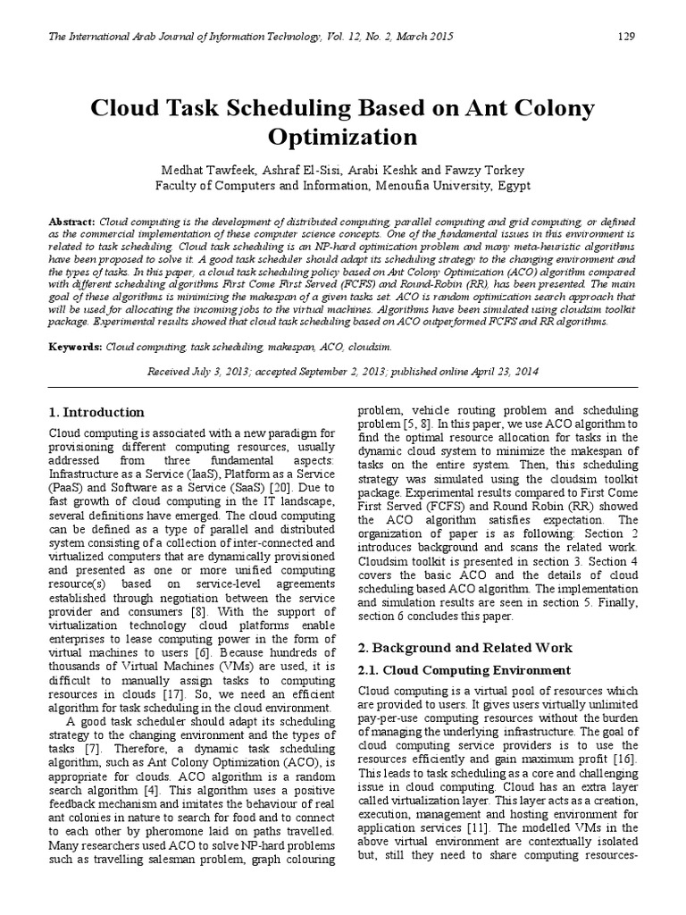 Cloud Task Scheduling Based On Ant Colony Optimization | PDF | Cloud Computing | Virtual Machine