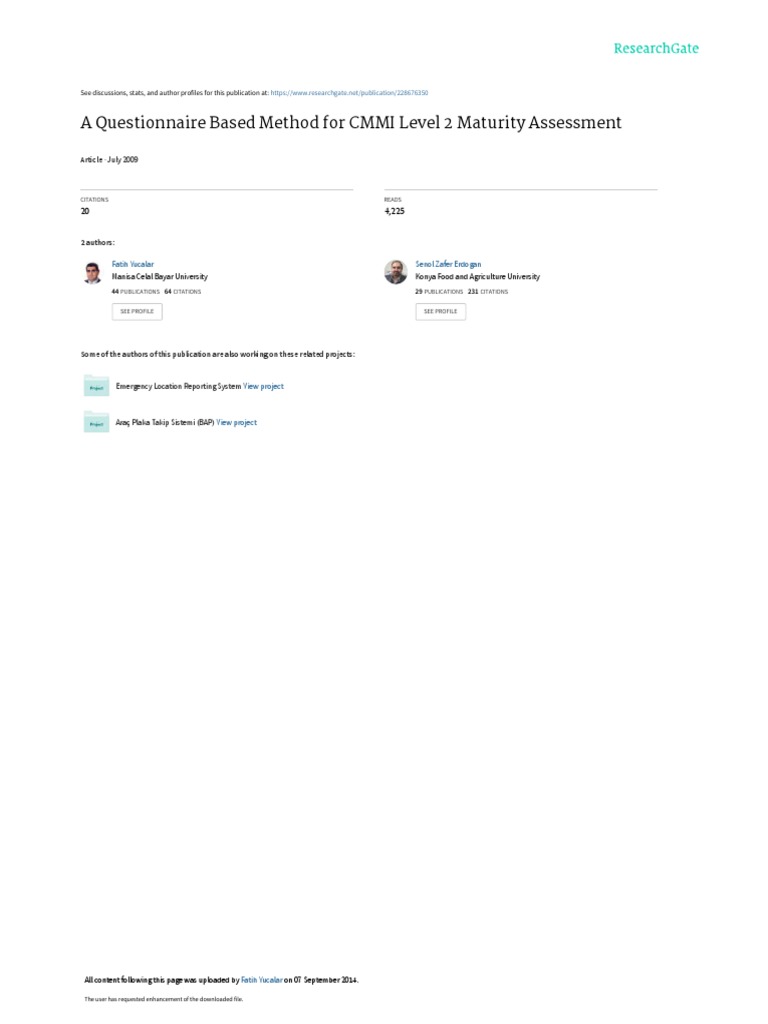 CMMI Questionnaire | PDF