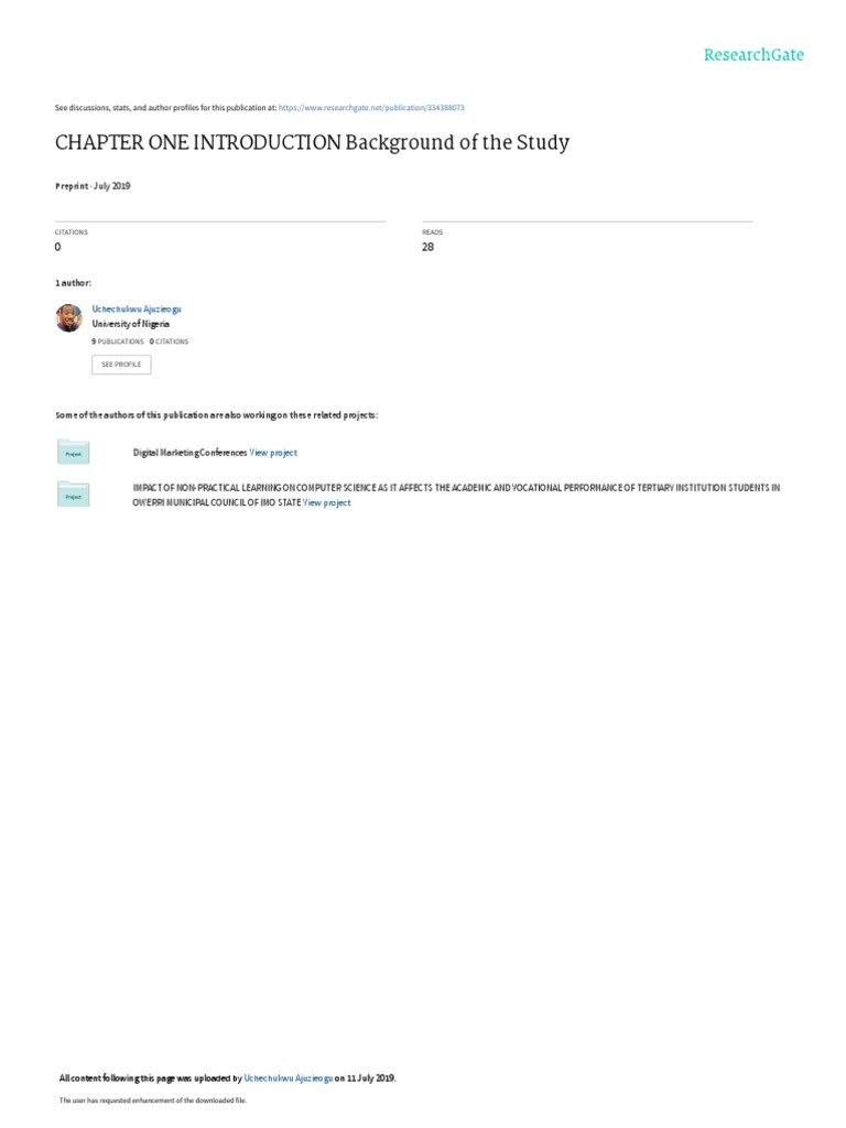 Chapter One Background of The Study | PDF | Computer Science ...