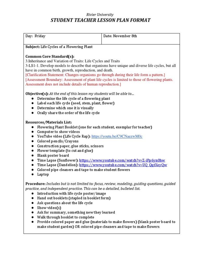 Life Cycle Lesson Plan | PDF | Individualized Education Program ...
