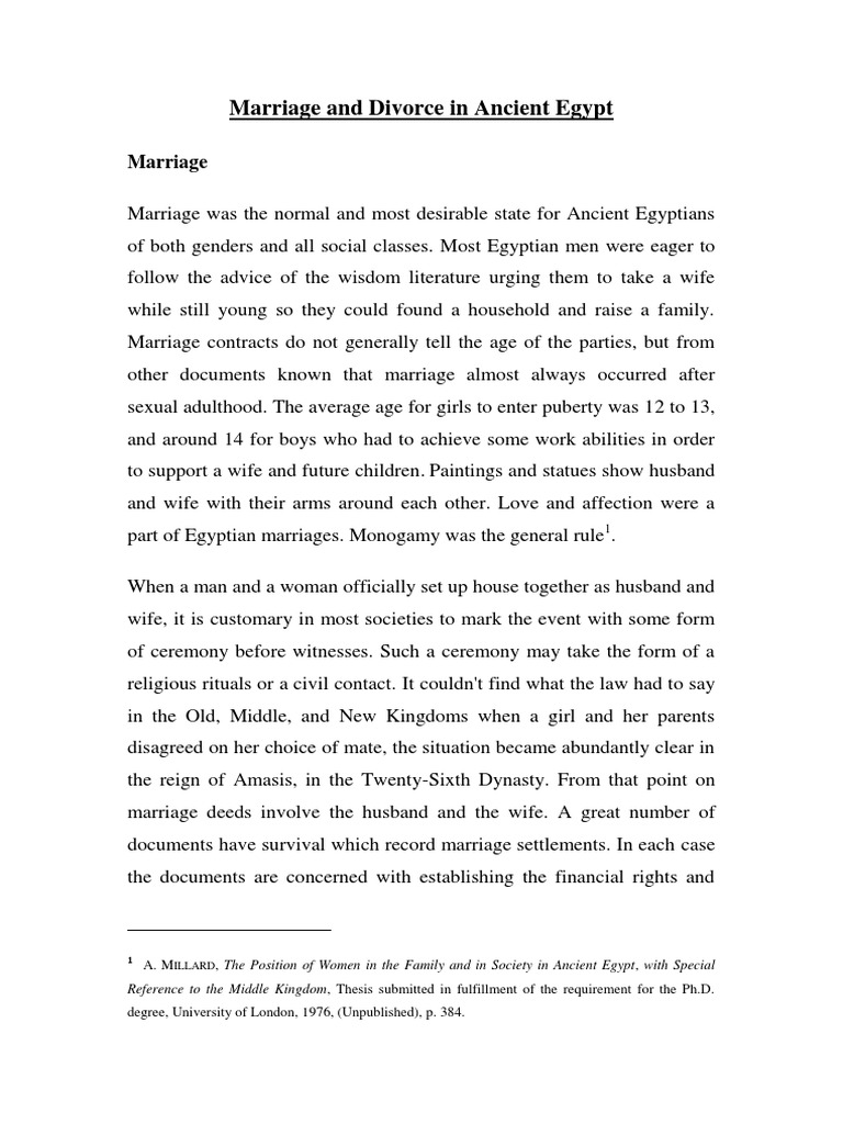 Marriage & Divorce in Ancient Egypt | PDF | Wife | Engagement